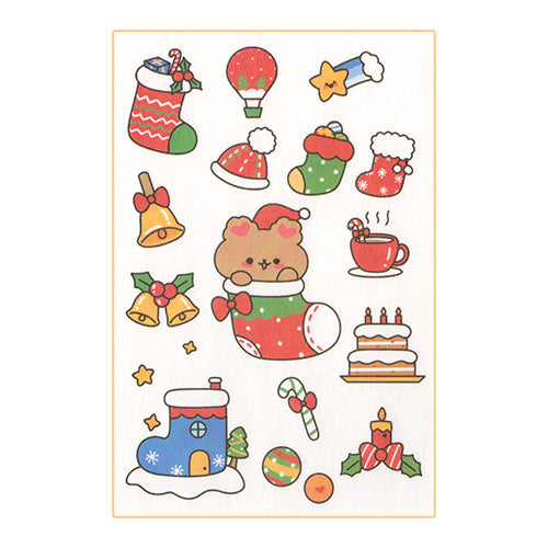 Cute Christmas DIY Sticker Sheet - Washi Style - Bear and Decorations ...
