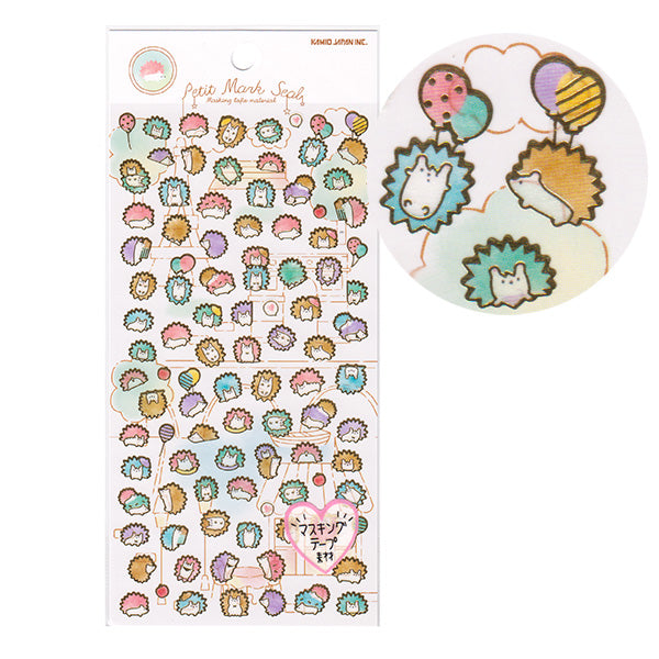 Kamio : Kawaii Hedgehog Sticker Sheet! Washi Paper Micro Stickers with ...