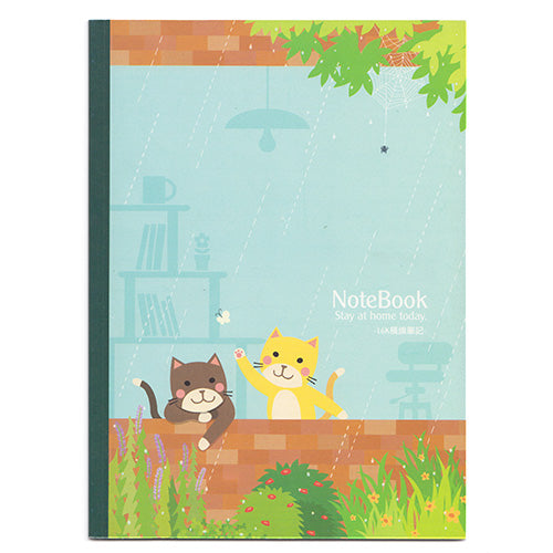 Rainy Day Cats 32pg Lined Notebook | Daisuki