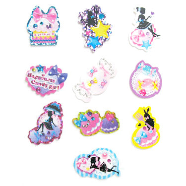 Sticker flakes - #015 - set of 10 Happiness Candy Girl | Daisuki