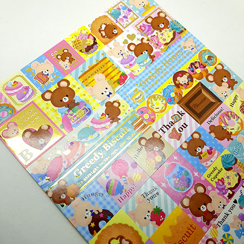 Greedy Bears sticker sheet with gold foil accents | Daisuki