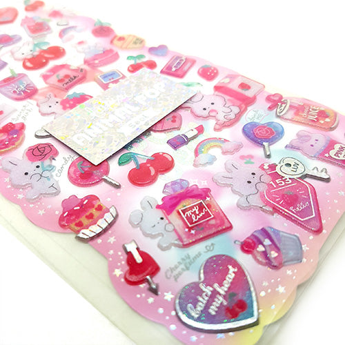 Q-Lia : Pop Rabbit Sticker Sheet! Thick squishy glittery stickers ...