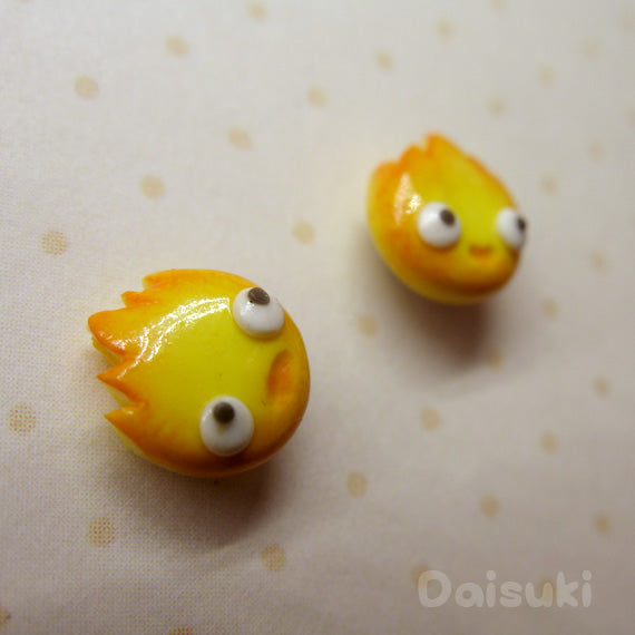 Calcifer Hand-sculpted earrings - Studio Ghibli Howl's Moving Castle T ...